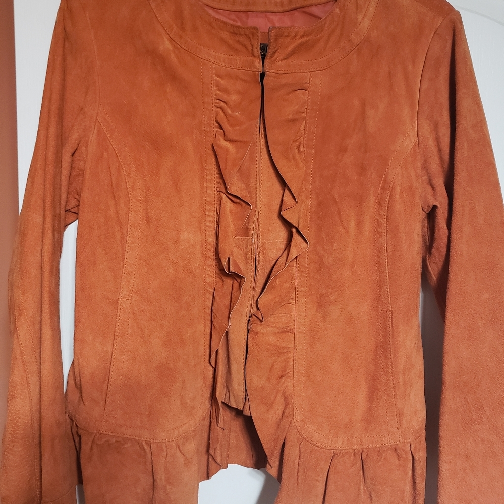 Prosper Devine 100% Suede/Leather Jacket ( Orange ) S… - Gem